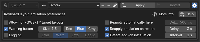 Preferences - Keyboard Layout Emulation